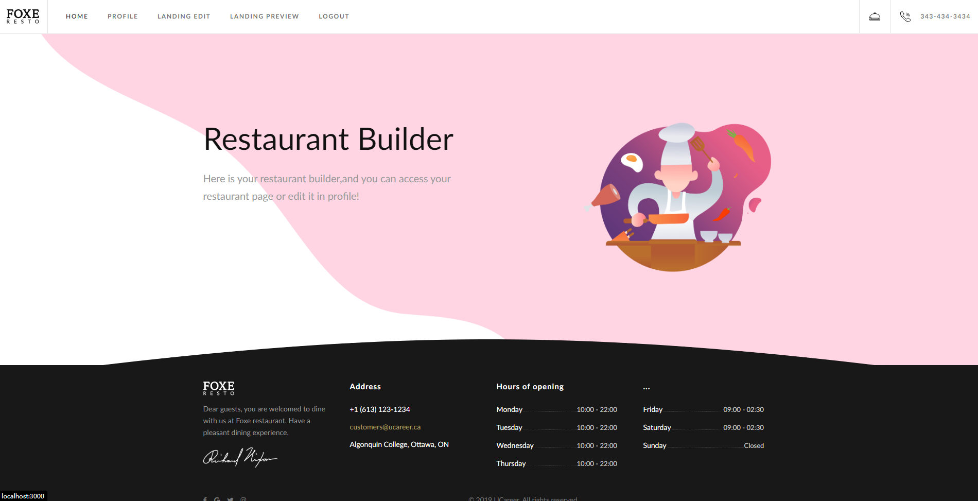 Restaurant menu builder